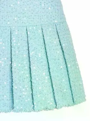 Alice + Olivia Sequin Embellishment Pleated Mini Skirt - Blue