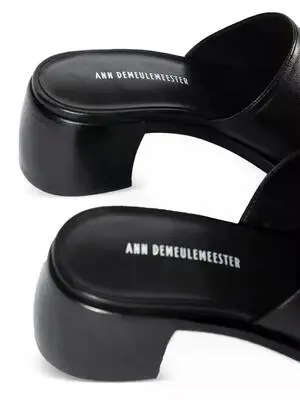 ANN DEMEULEMEESTER Nappa Plonge Leather Block Heel Pumps - Black