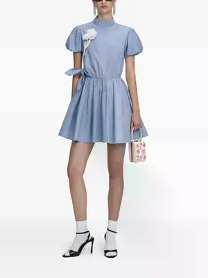SELF-PORTRAIT Puff-sleeve Mini Dress With Corsage Detail