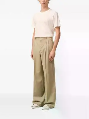 AMI Paris Wool Gabardine Striped Wide Leg Trousers