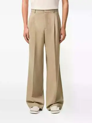 AMI Paris Wool Gabardine Striped Wide Leg Trousers