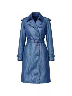 Michael Kors Logo-pattern Belted Trench Coat - Blue