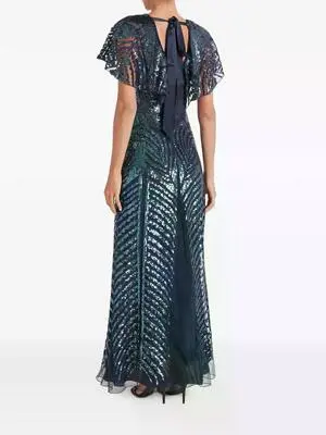 TEMPERLEY LONDON Sequin V-neck Maxi Dress