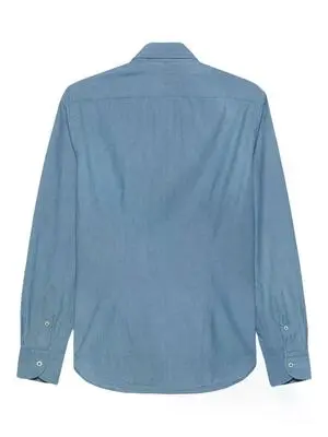 ORIAN Mélange-effect Cotton Shirt - Blue