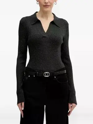 MOS MOSH Ronika V-neck Collared Top With Embellishments