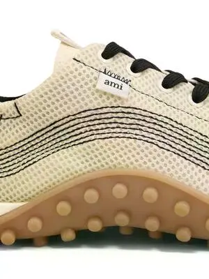 AMI Paris Mirage Lace-up Sneakers With Contrast Stitching - Neutrals
