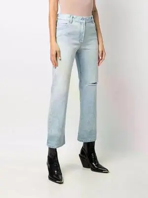 Off-White Distressed Straight-leg Jeans