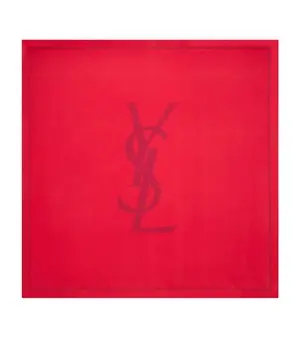 Saint Laurent Silk Cassandre Scarf Red
