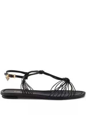 Prada Prada Patent Leather Sandals With Triangle Logo Detail Black