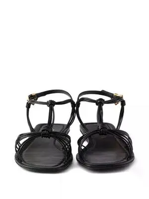 Prada Patent Leather Sandals With Triangle Logo Detail - Black
