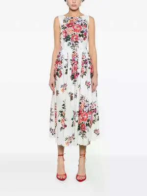 Dolce & Gabbana Floral Print Midi Dress - White