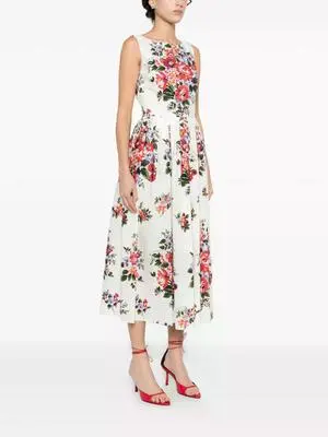 Dolce & Gabbana Floral Print Midi Dress - White