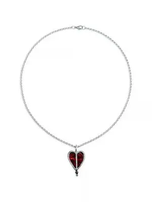 POISONED HEARTS Stained Glass Heart Pendant Necklace - Silver