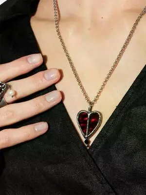POISONED HEARTS Stained Glass Heart Pendant Necklace