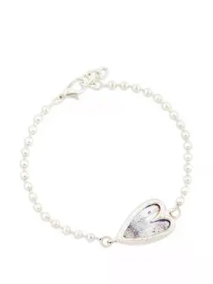 POISONED HEARTS Tone Heart Pendant Chain Bracelet - Silver