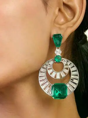 Isharya Emerald And -tone Drop Earrings
