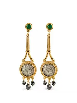 BEN-AMUN Embellished Drop Earrings With Bead Embellishment - Gold