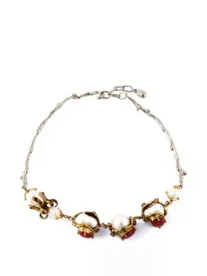Marni Pearl And Aragonite Embellished Necklace - Silver