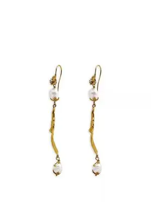 Marni Long Drop Earrings With White Embellishments