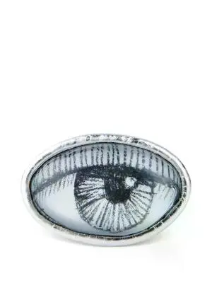POISONED HEARTS Tone Eye Painting Oval Ring - Silver