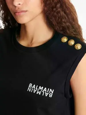 Balmain Button Detail Tank Top - Black