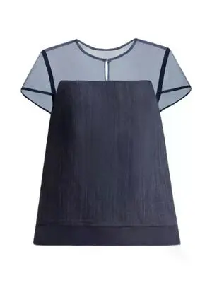 GEMY MAALOUF Boxy Short-sleeve Blouse With Sheer Panelling