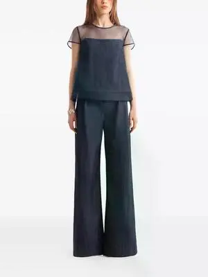 GEMY MAALOUF Boxy Short-sleeve Blouse With Sheer Panelling