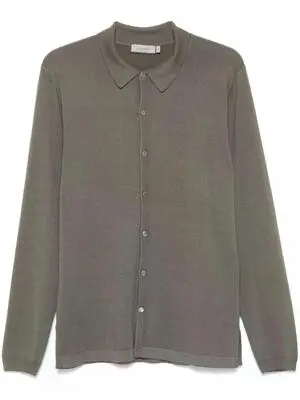 Canali Fine Knit Cashmere Shirt Sweater - Grey