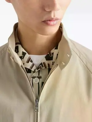 Prada Cotton Zip-up Jacket With Band Collar
