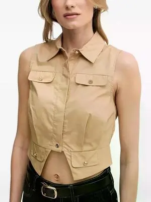 GAUDI Sleeveless Collared Cropped Top
