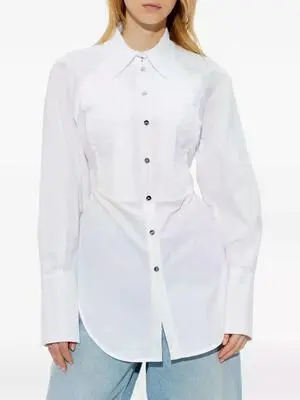 Blumarine Pleated Cotton Shirt