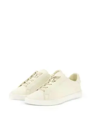 Boggi Milano Tumbled Leather Sneakers With Hidden Lacing - Neutrals