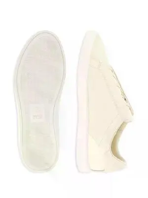Boggi Milano Tumbled Leather Sneakers With Hidden Lacing - Neutrals