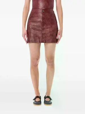 Adidas Crocodile Effect Mini Skirt With Side Stripe Detail - Red