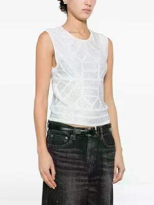CIRCUS HOTEL Embellished Sleeveless Round Neck Top