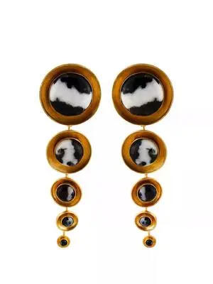 BOHEME BY VERO Vida Earrings With Round Jasper Stones - Gold