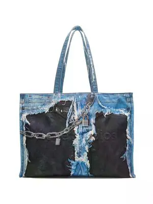 Acne Studios Distressed Padlock Detail Tote Bag - Blue