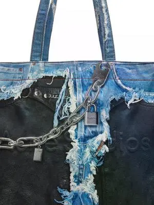 Acne Studios Distressed Padlock Tote Bag - Blue