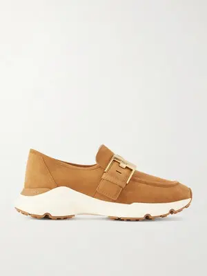 TOD'S Buckled Suede Sneakers - Brown
