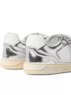 Versace Greca Court Metallic Leather Sneakers - Silver