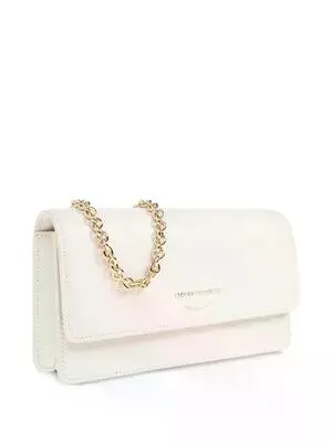 Emporio Armani Leather Clutch Bag With Chain Detail - Neutrals