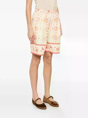TWINSET Floral Embroidered Elasticated Waist Shorts - Neutrals