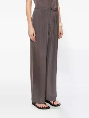 ELEH Gathered Pleated Wide-leg Trousers - Brown