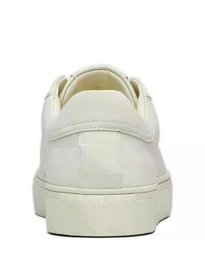HIDE&JACK White Leather Sneakers With Croc-effect Texture - Neutrals