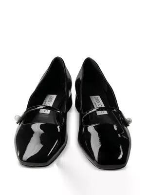 JIMMY CHOO Elisa Pearl-strap Ballet Flats - Black