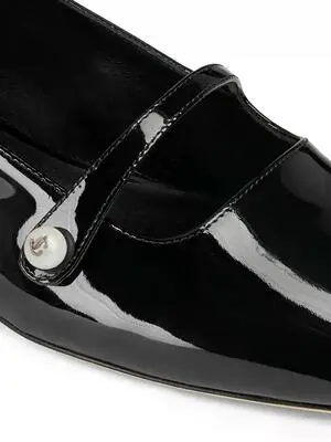 JIMMY CHOO Elisa Pearl-strap Ballet Flats - Black