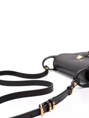 Valentino Garavani Buckle-strap Leather Shoulder Bag - Black