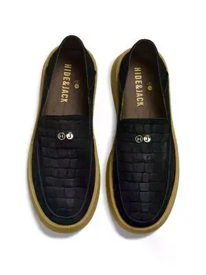 HIDE&JACK Crocodile-effect Slip-on Sneakers - Black