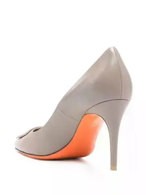 Santoni Leather Pointed Toe Pumps - Neutrals