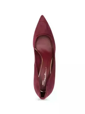 Santoni Burgundy Pointed Toe Leather Pumps